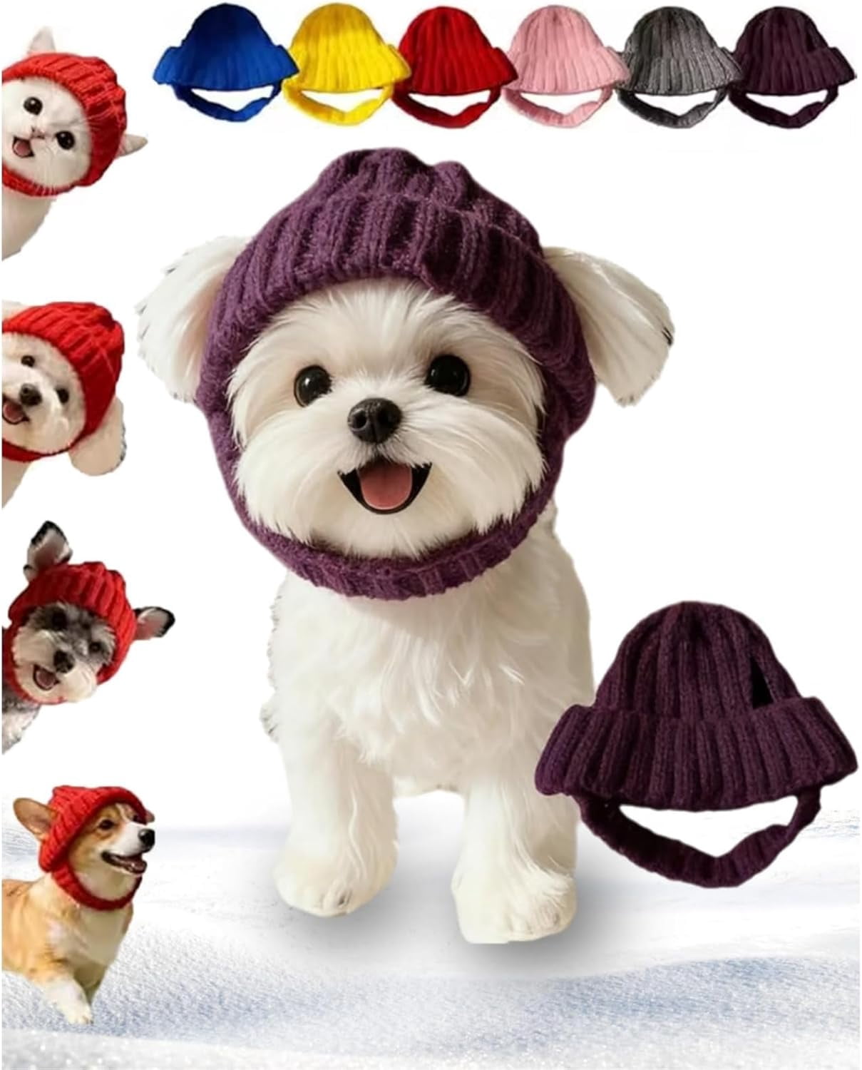 Red Knit Dog Beanie with Ear Flaps, Red Knit Dog Beanie with Ear Flaps ...