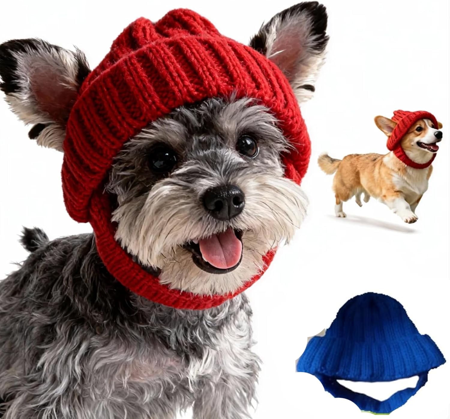 Red Knit Dog Beanie with Ear Flaps – Warm Winter Hat, Christmas Knitted ...