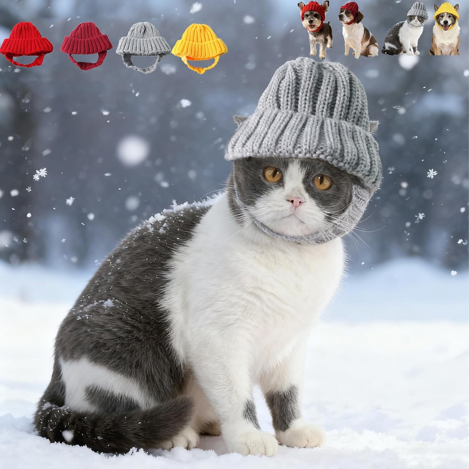 Red Knit Dog Beanie with Ear Flaps – Warm Winter Hat, Soft Knit Dog Hat ...