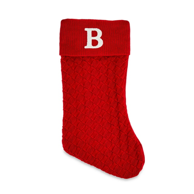 Red Knit Monogram Stocking, Letter B, 18 in, by Holiday Time - Walmart.com