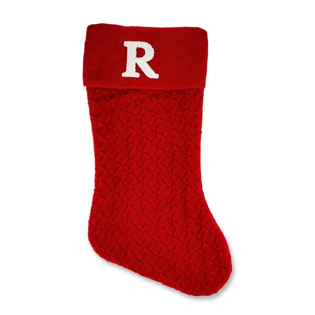 Red Knit Monogram Stocking, Letter R, 18 in, by Holiday Time - Walmart.com