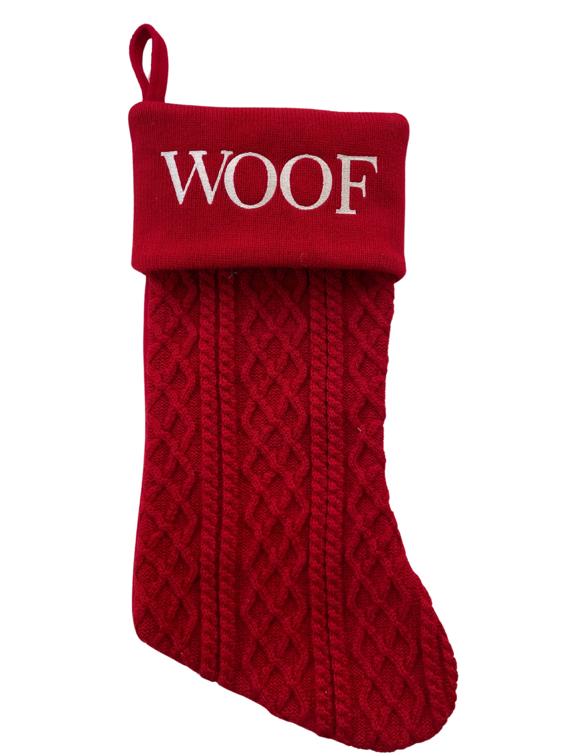 Red Knit Woof Christmas Stocking, 20", by Holiday Time - Walmart.com