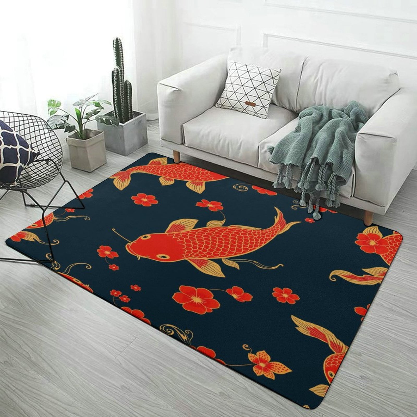 Red Koi Fish Pattern Carpet Large Size Living Room American Style Rugs ...