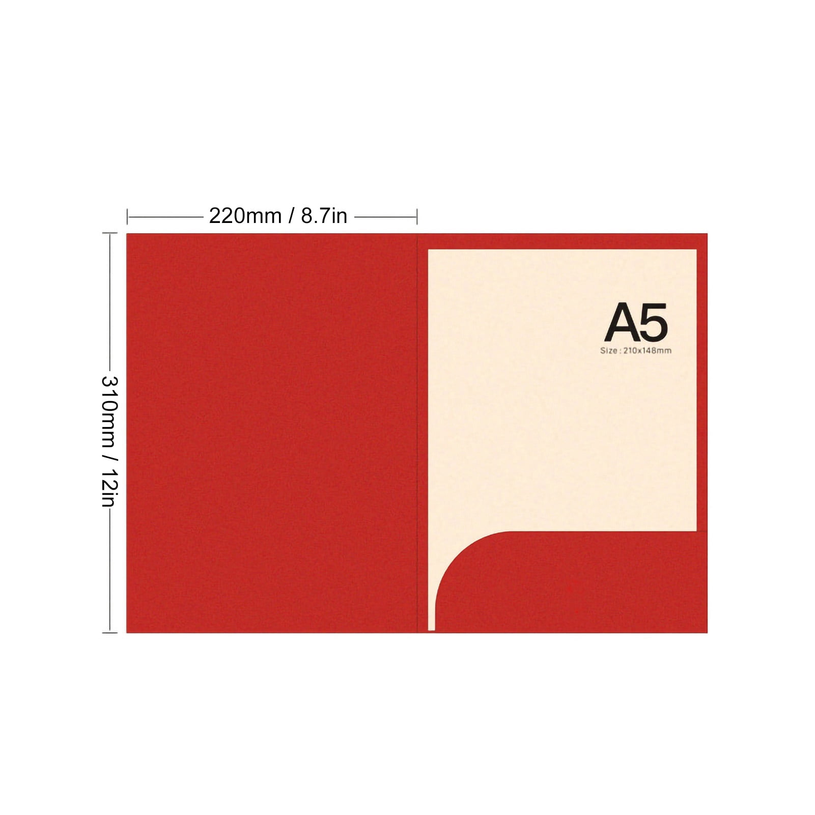 Red L-Shaped Pocket Folder with Bevel Design and Built-in Pocket ...