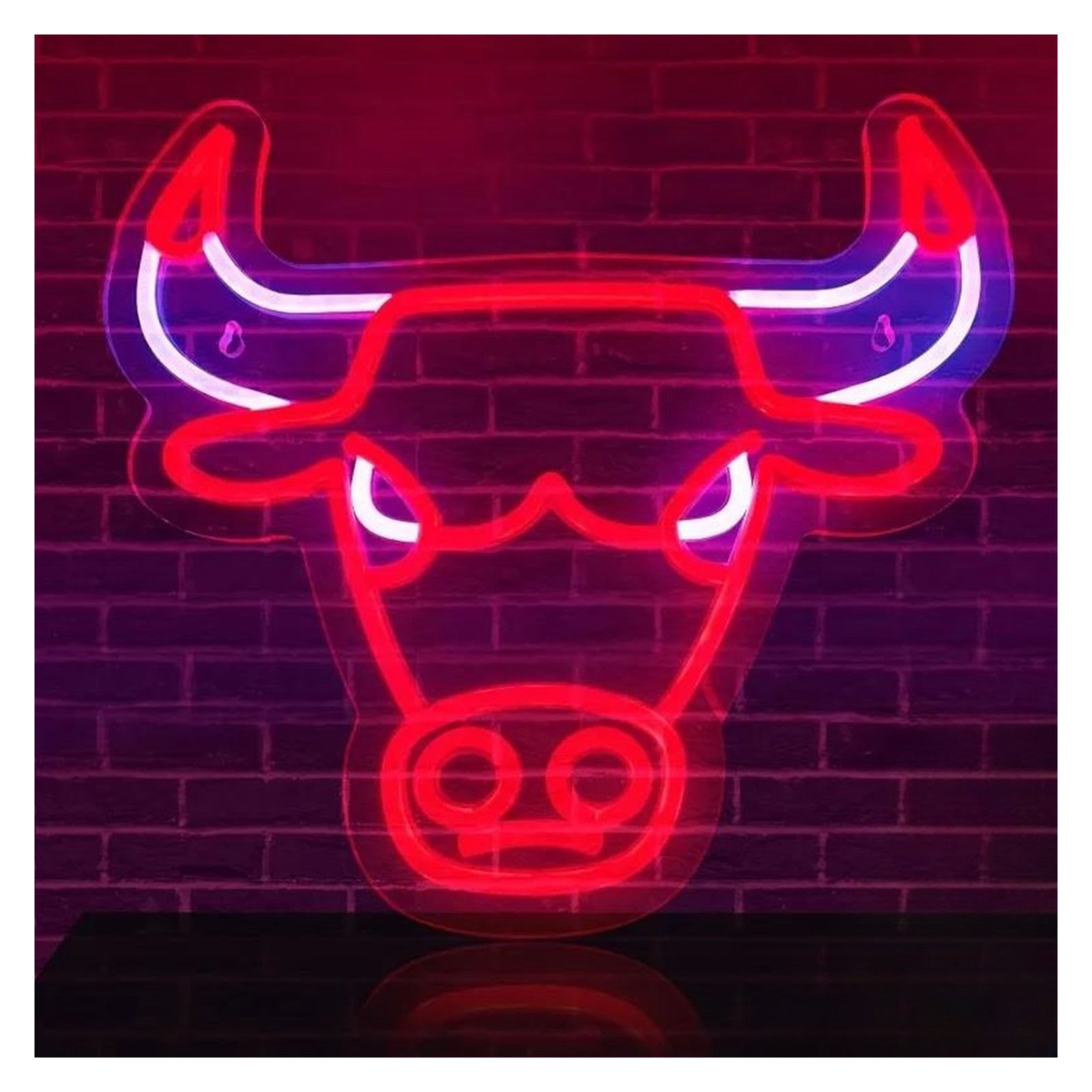 Red LED Bulls Neon Sign Chicago Sports Team Club Pub Office Hotel Party ...