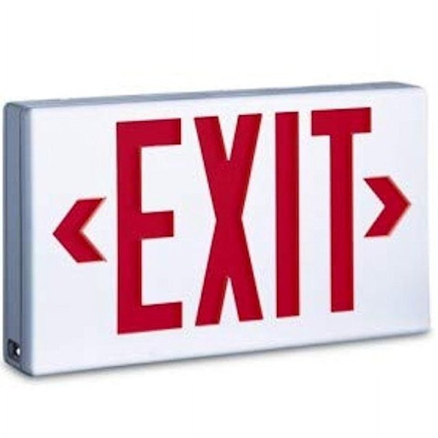 Red LED Energy Efficient Exit Sign AC/DC Battery Backup Universal Mount ...
