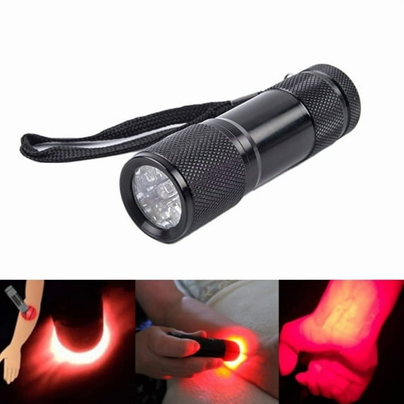 Red LED Flashlight Infrared Vein Imaging 625nm Red Light 9 LED Torch ...
