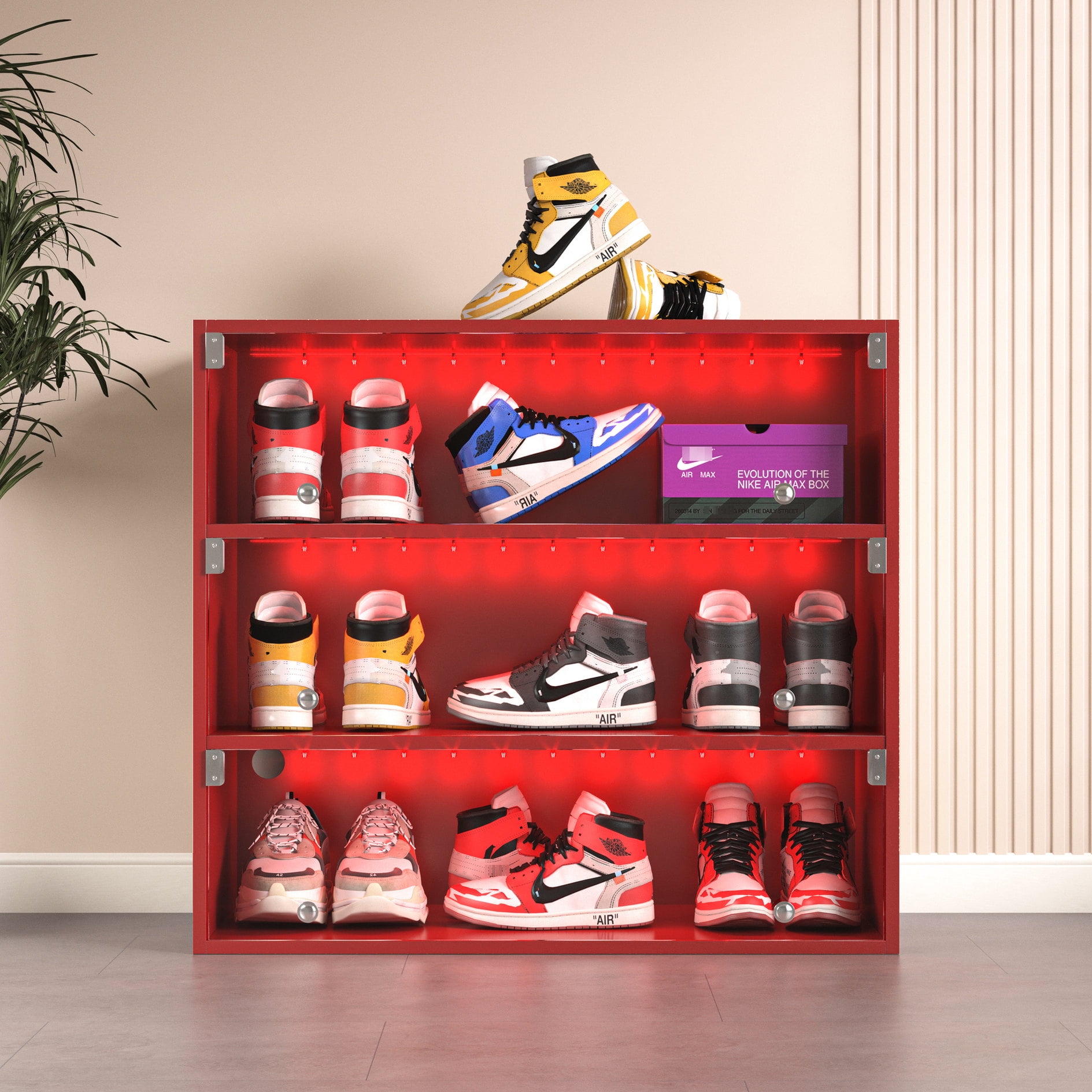 Red LED Light Shoe Storage Box | Store Sneakers, American Design Style ...