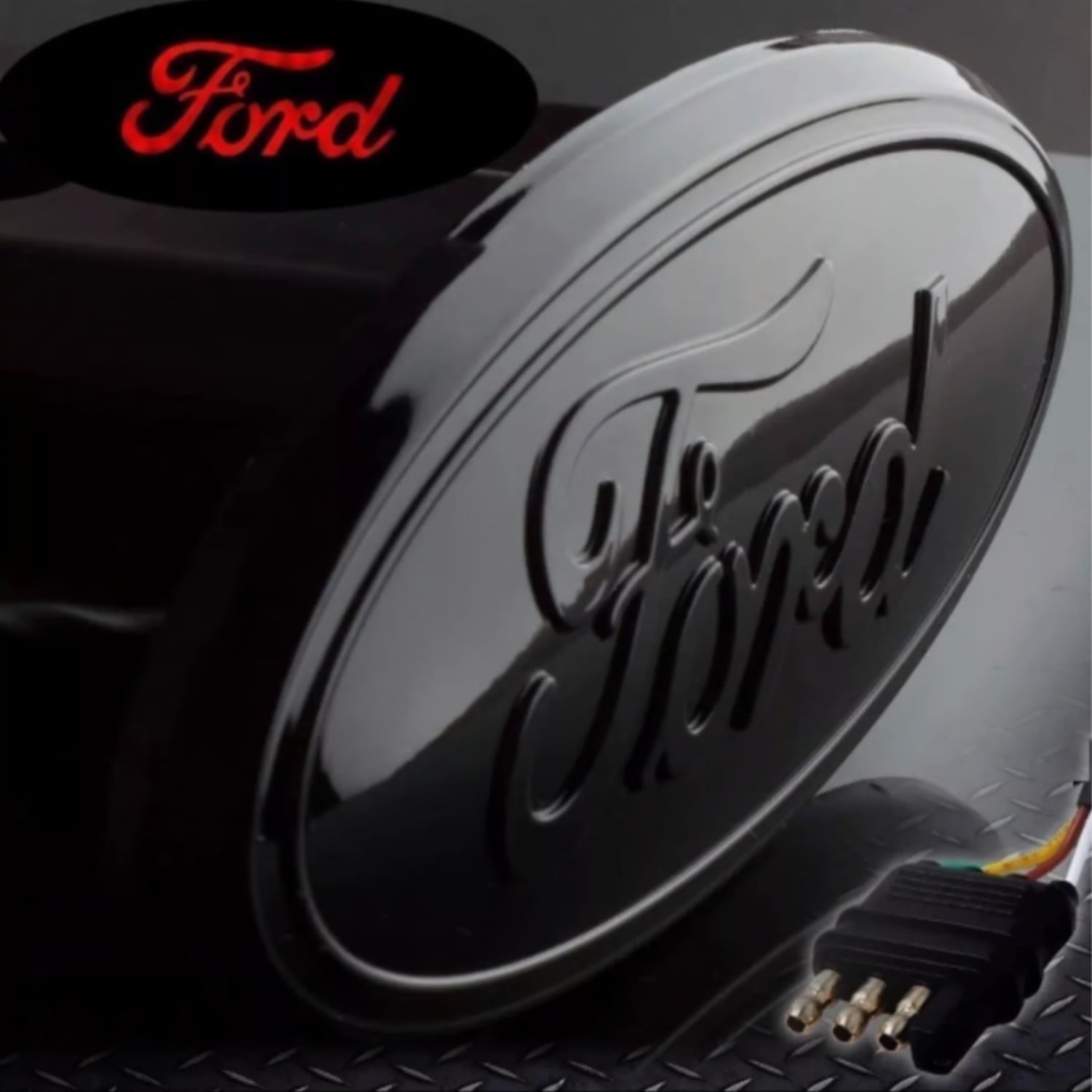 Autogem Dual Intensity RED Light-Up Ford Logo Hitch Cover for 1.25" & 2 ...