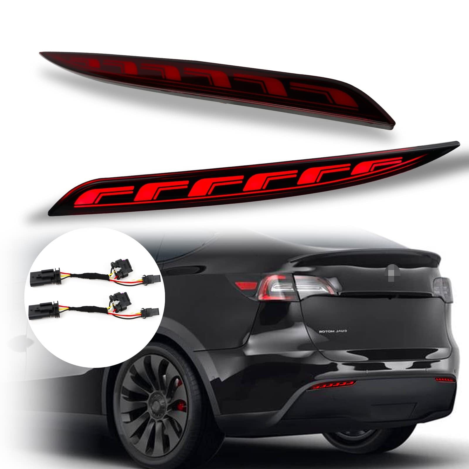 Red LED Rear Bumper Reflectors Fog Brake Tail Light Lamps Turn Signal ...