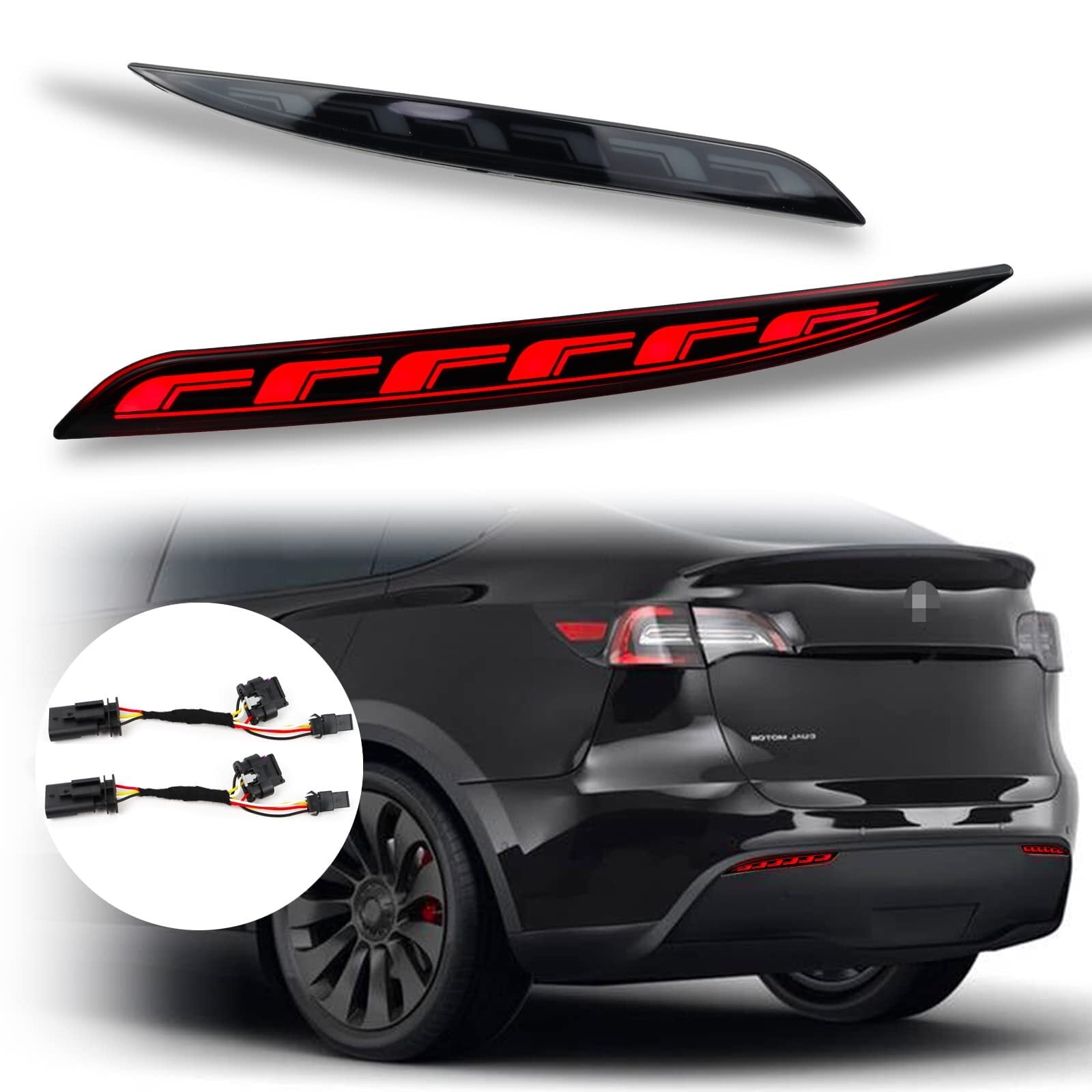 Red LED Rear Bumper Reflectors Fog Brake Tail Light Lamps Turn Signal ...