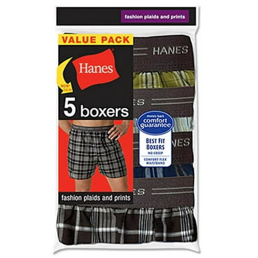 Men's 5-Pack Printed Woven Exposed Waistband Boxers - Walmart.com