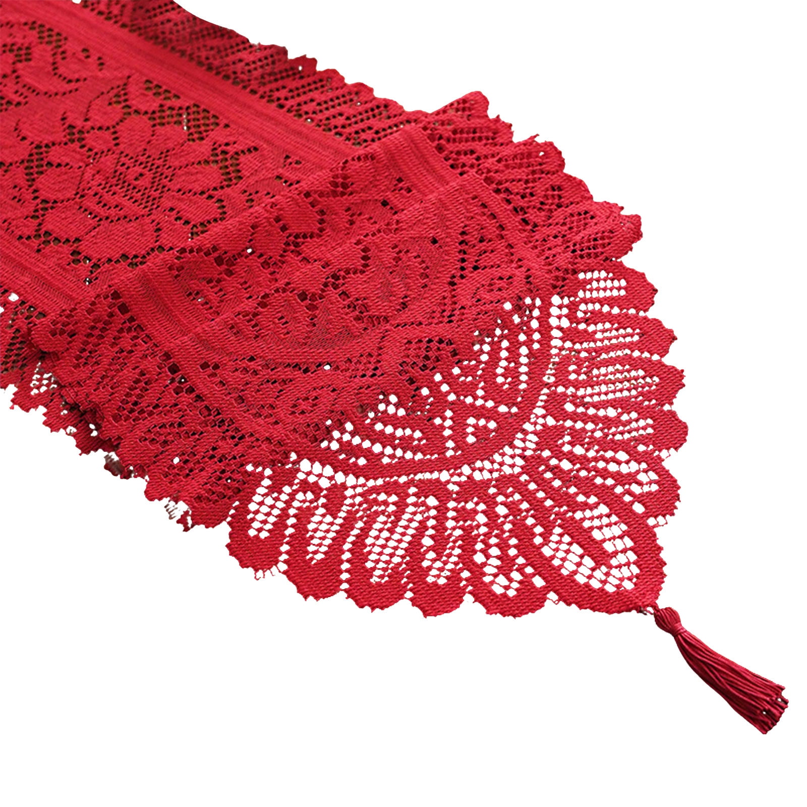 Red Lace Christmas Table Runner Red Festive Holiday Party Dining Table ...