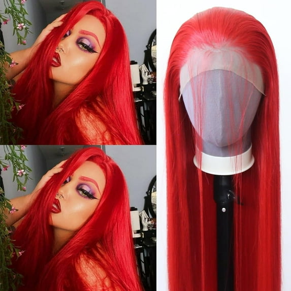 Red Lace Front Wigs Human Hair Straight 13x4 HD Lace Frontal Wigs Human ...