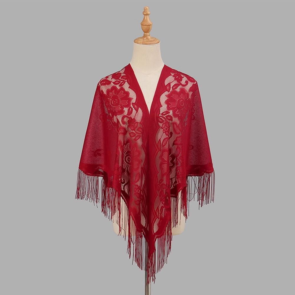 Red Lace Shawl Lace Triangle Scarf Shawl Bride Bridesmaids Wedding ...