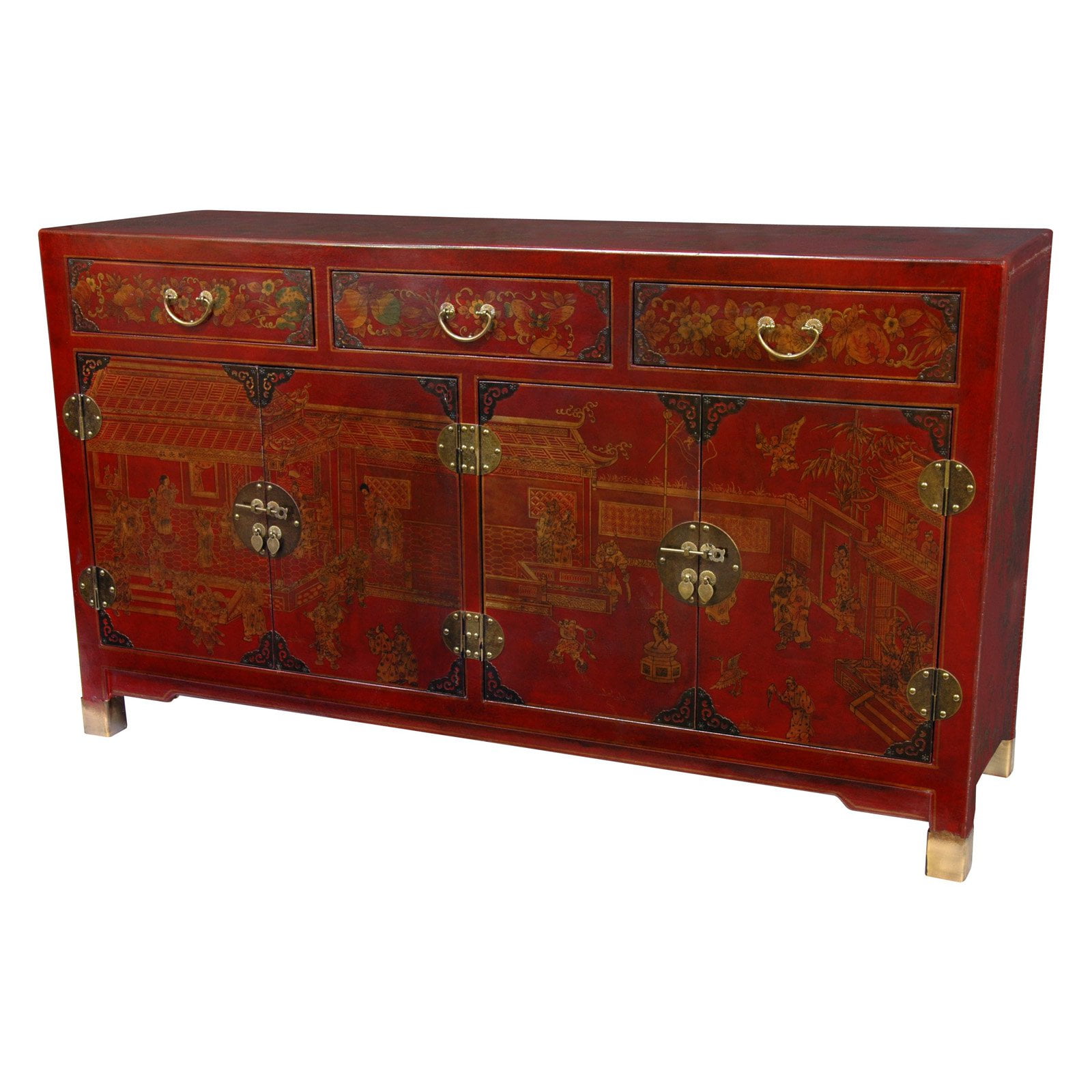 Red Lacquer Large Buffet Table - Walmart.com