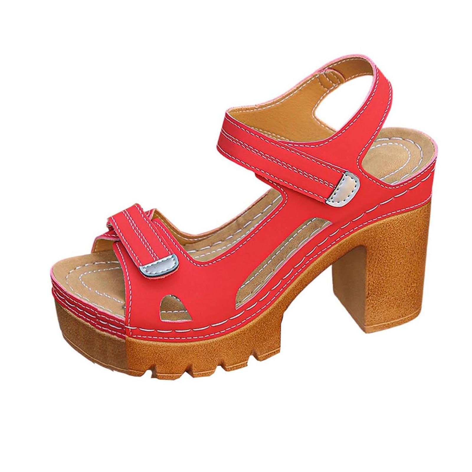 Red Ladies High Heels Sandals Fish Mouth Style For Seasonal Outings And ...