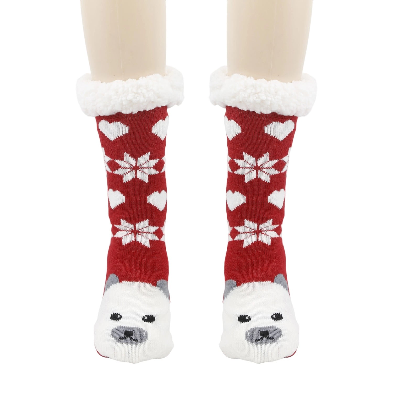 Red Ladies Long Warm Socks With Solid Color And Thick Material For ...
