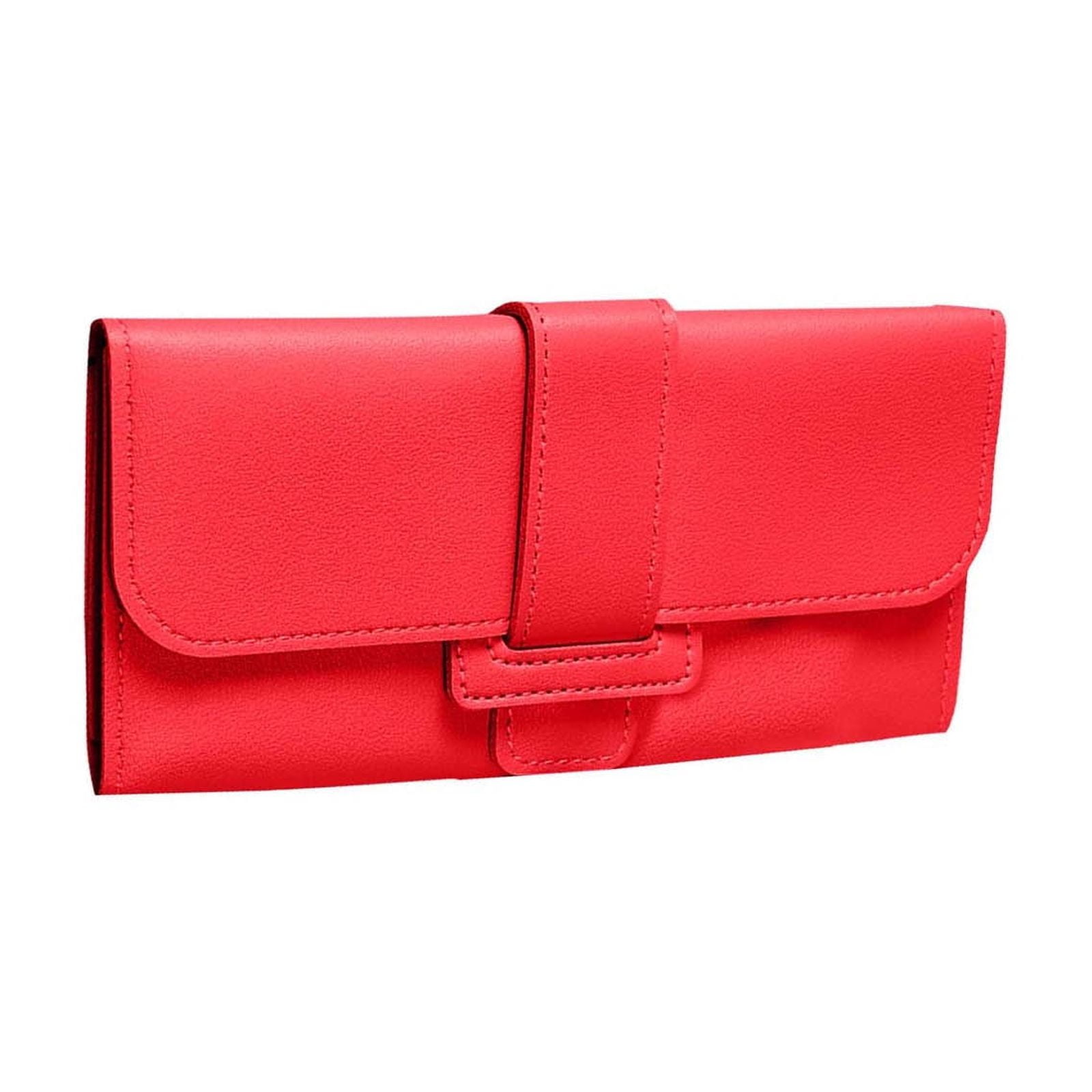 Red Ladies Wallet With Long Folding Flap Design Includes A Practical ...