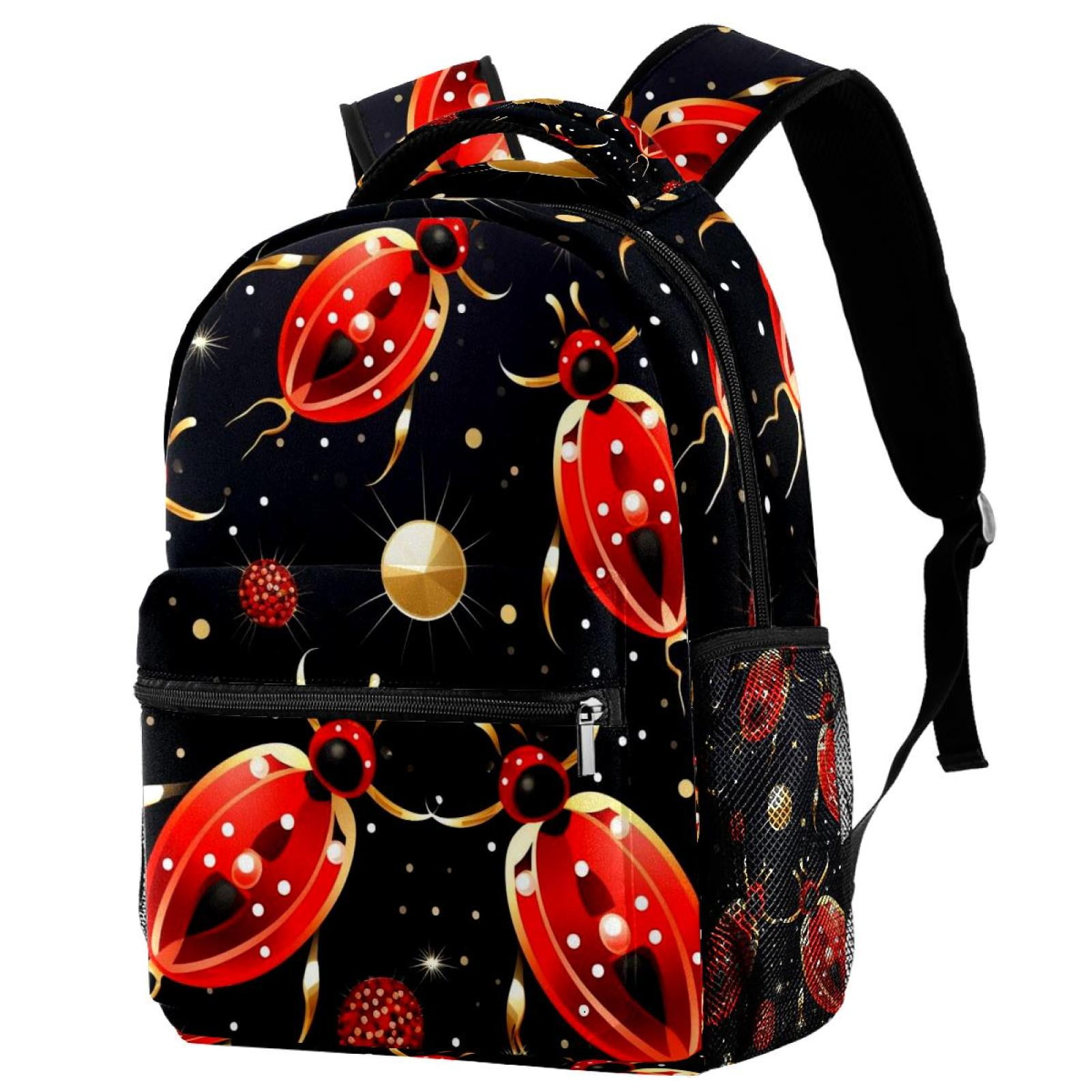 Red Ladybug Black Prints Casual Backpacks Lightweight Premium Backpack ...