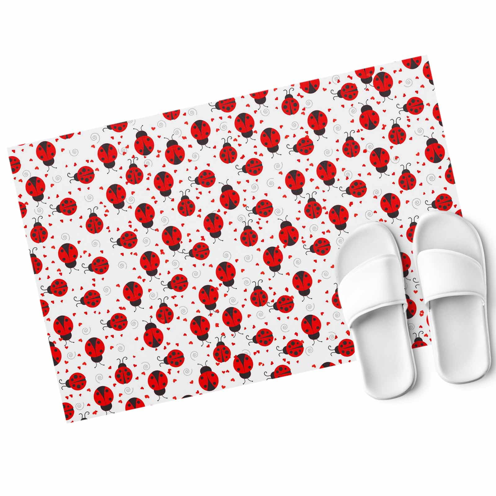 Red Ladybug Door Mat Cartoon Insects Animal Love White Background Non ...