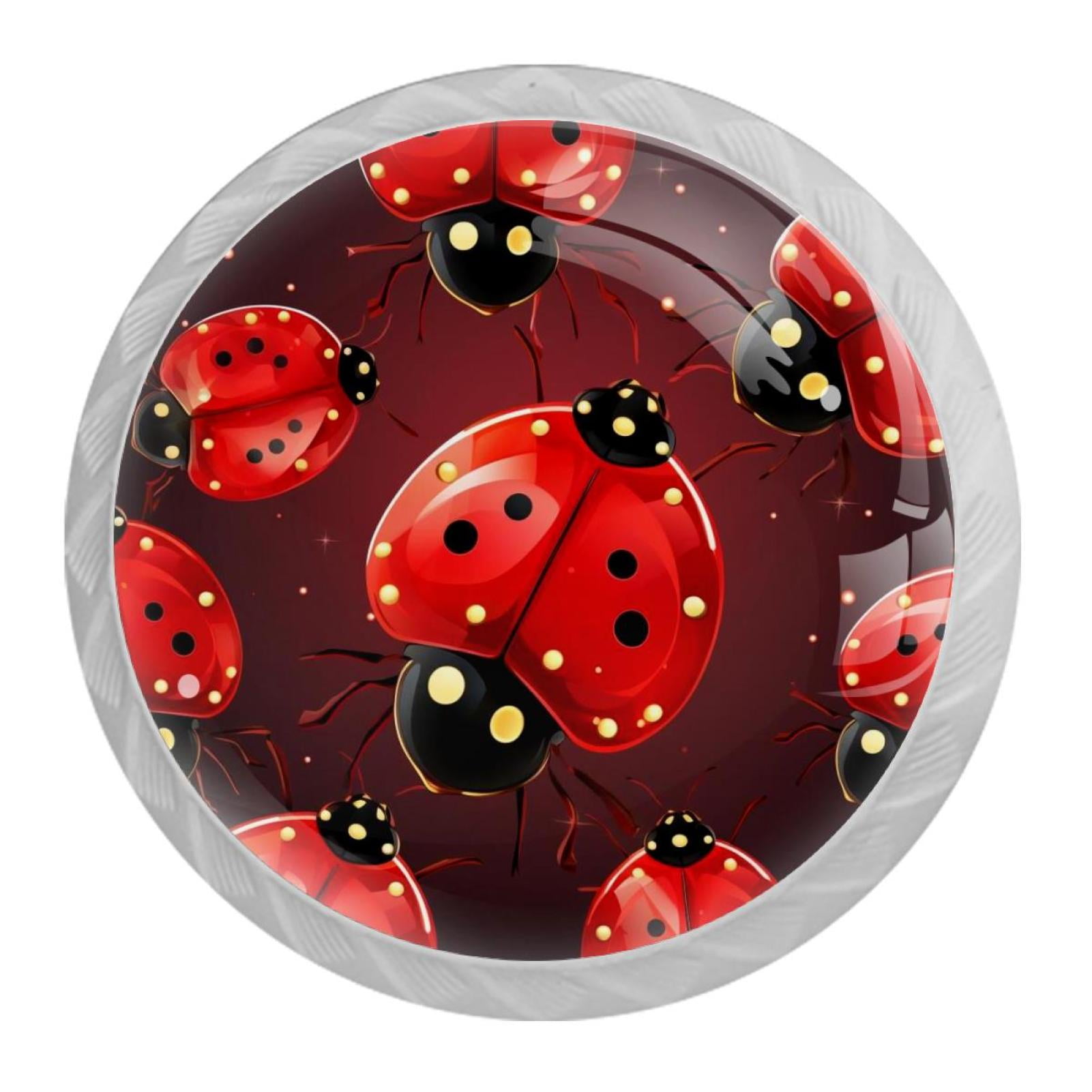 Red Ladybug Print Custom Drawer Knobs - Cabinet Knobs ABS Glass Drawer ...