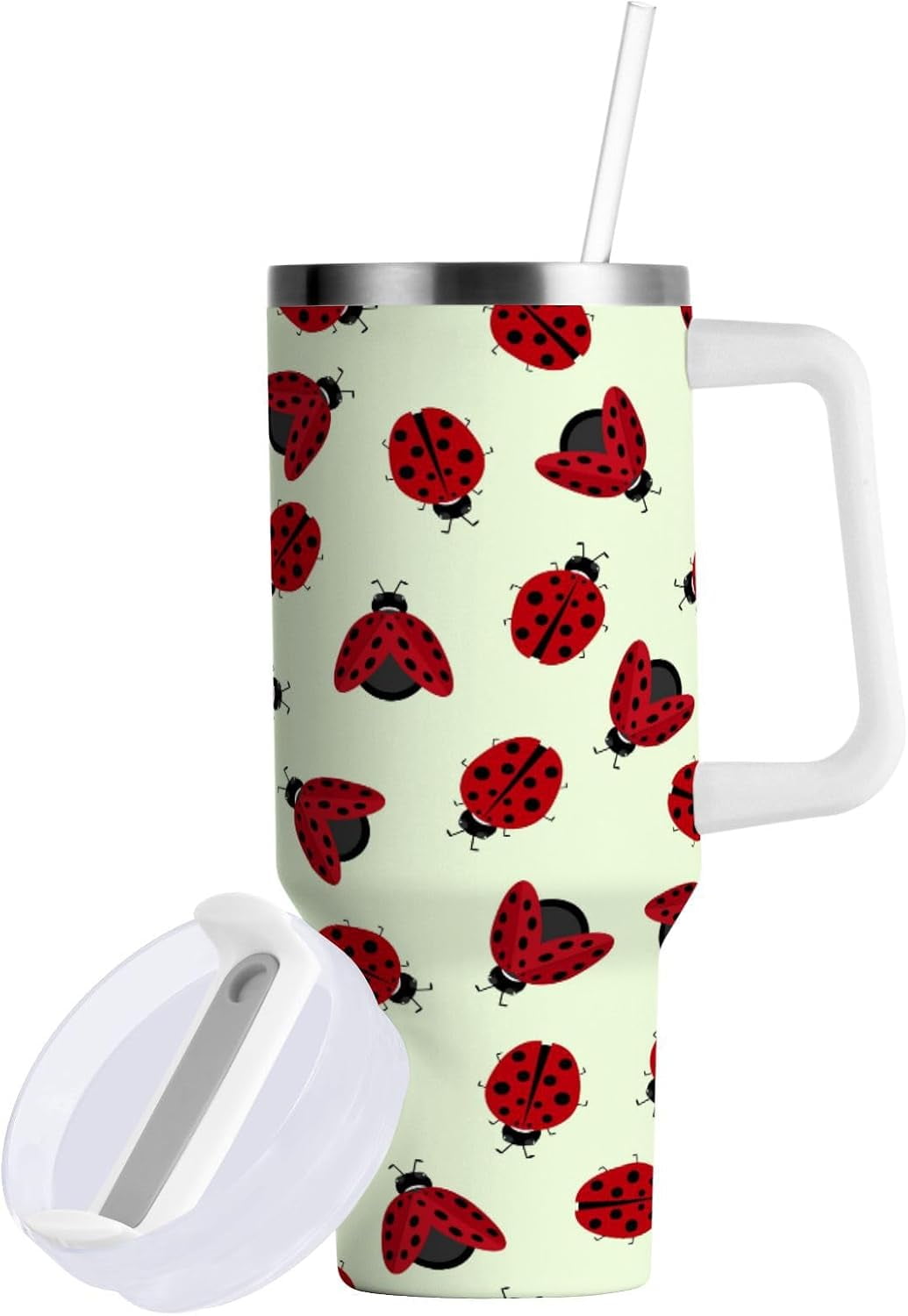 Red Ladybug Tumbler 40oz – Stainless Steel Insulated Mug with Handle ...