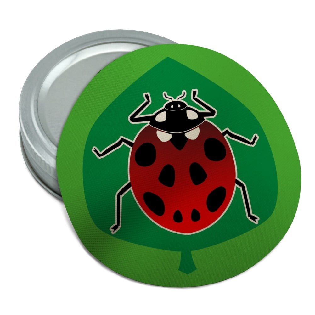 Red Ladybug on Green Leaf Ladybird Round Rubber Non-Slip Jar Gripper ...