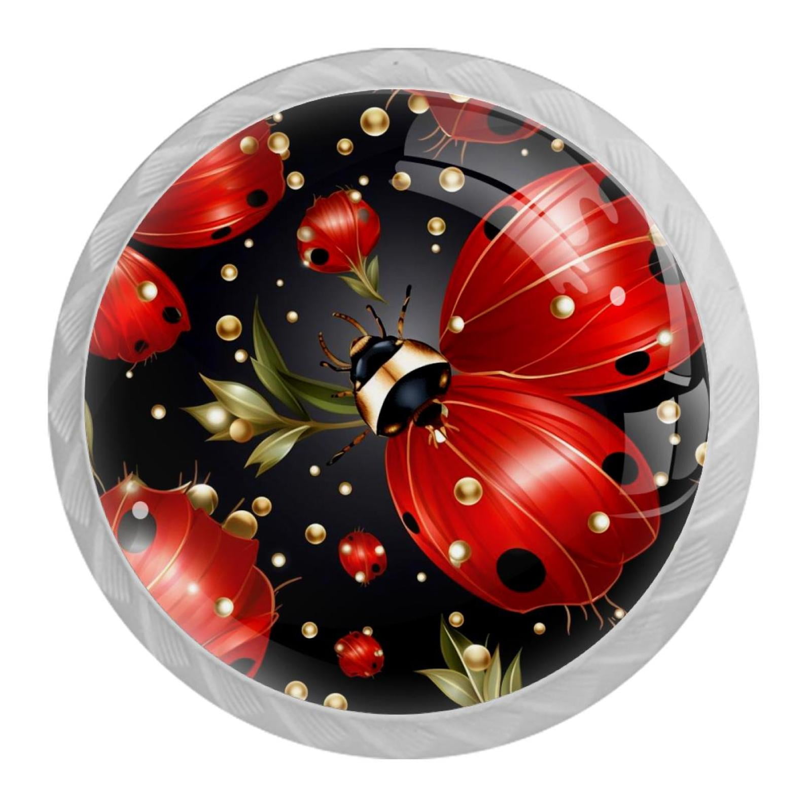 Red Ladybugs Print Custom Drawer Knobs - Transparent Cabinet Knobs ABS ...