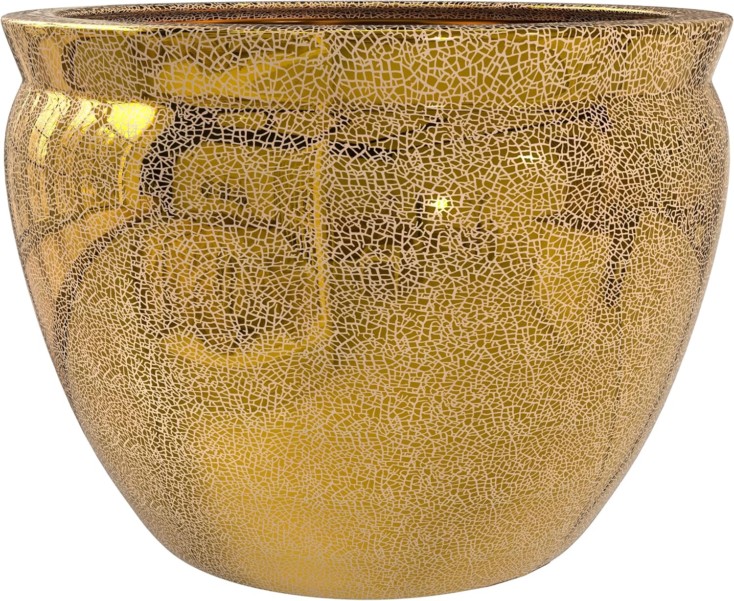 Red Lantern 12" Gold Crackle Fishbowl Planter or Cachepot for Indoor ...