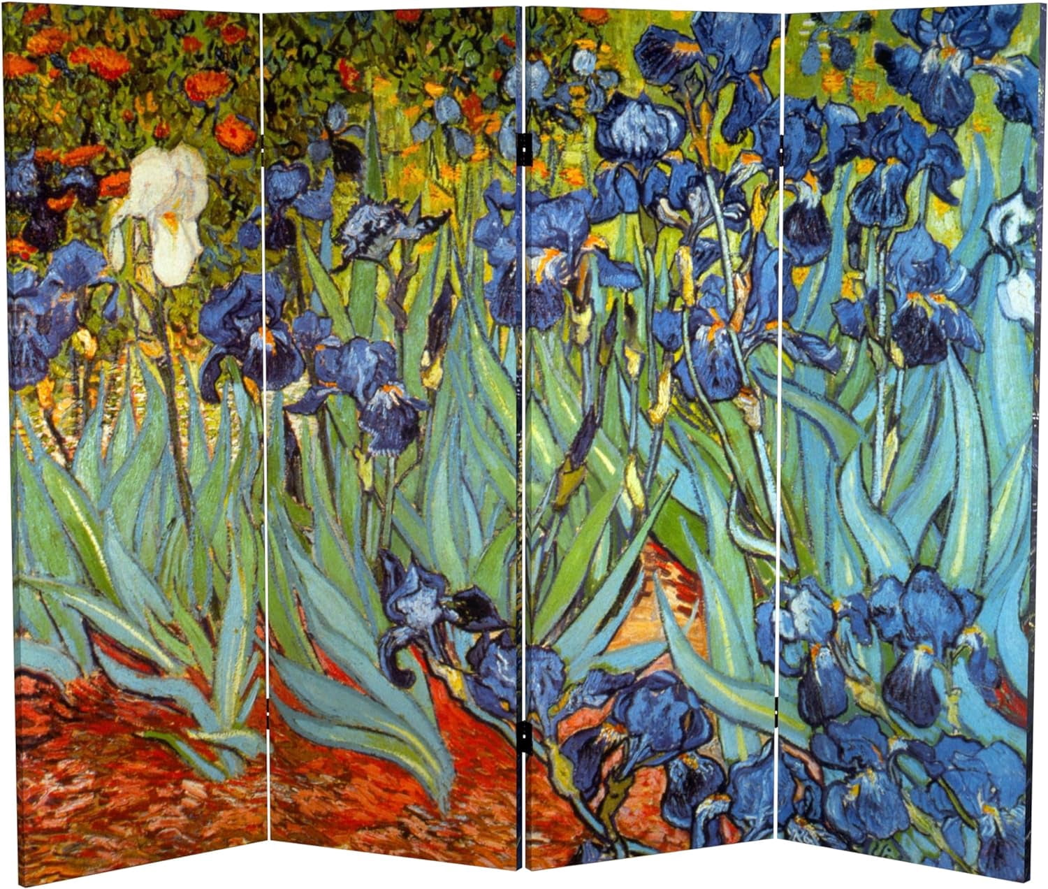 Red Lantern 4 ft. Short Double Sided Works of Van Gogh Canvas Folding ...