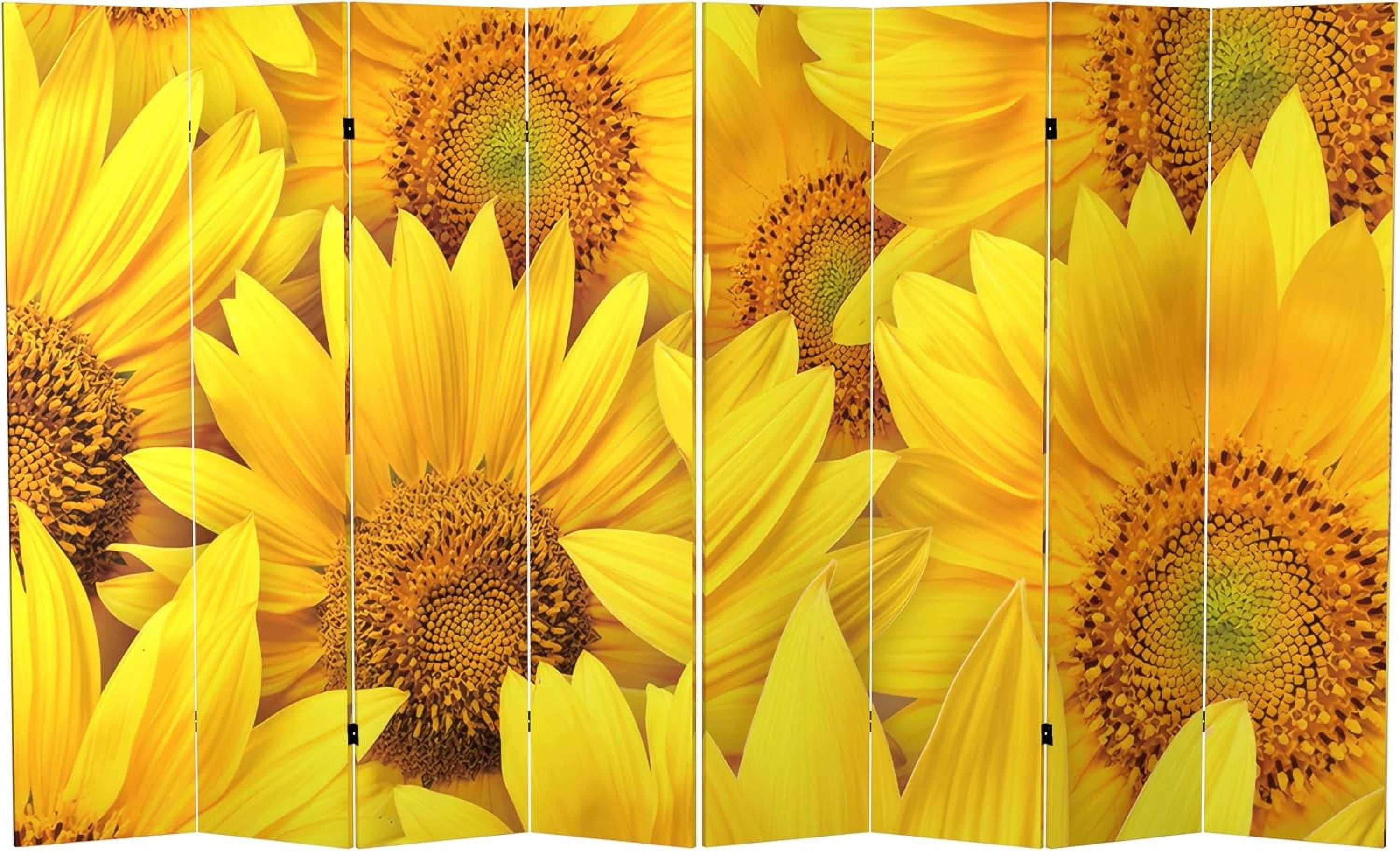 Red Lantern 6 ft. Tall Double Sided Sunflowers Canvas Room Divider 4 ...