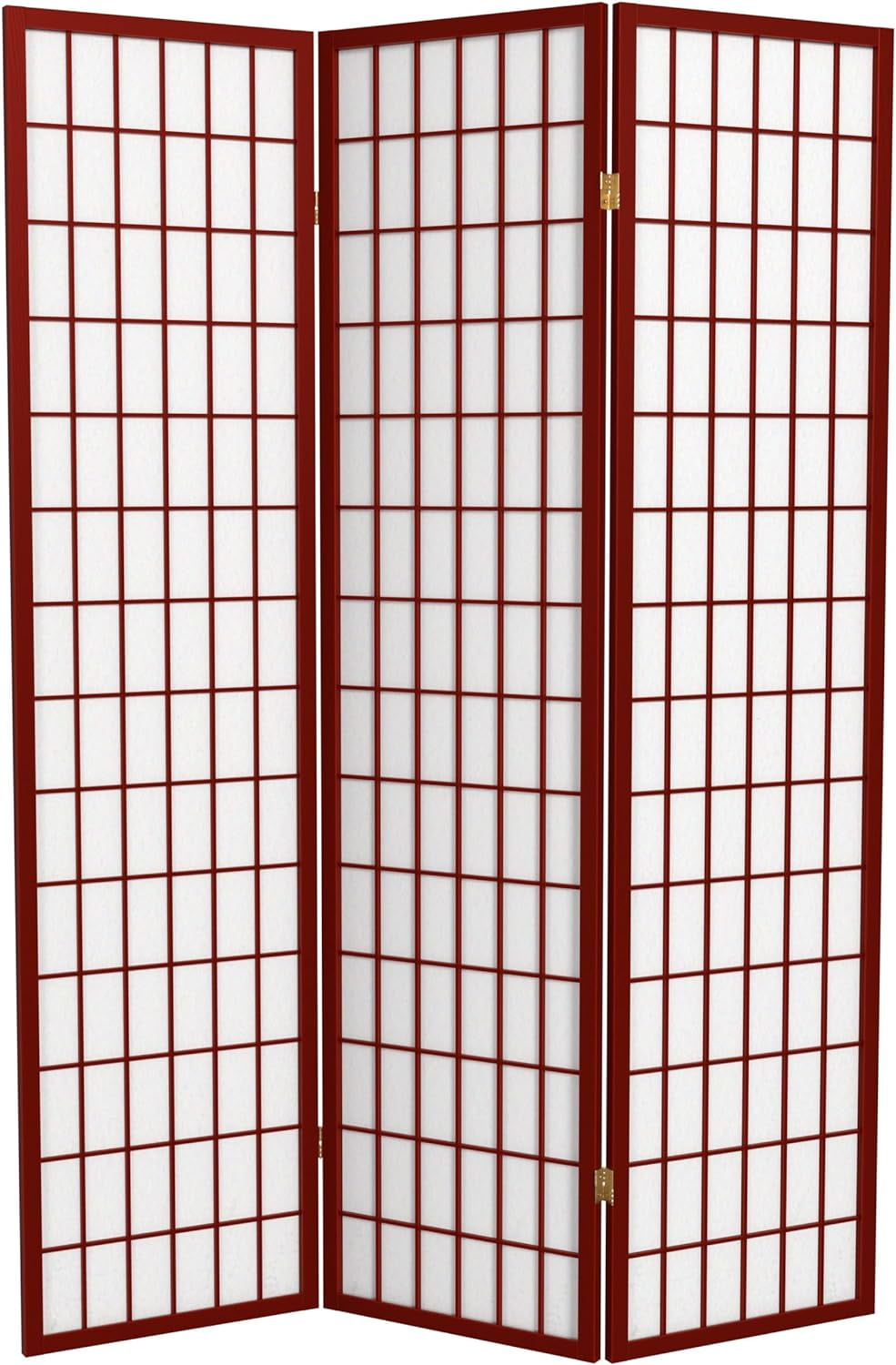 Red Lantern 6 ft. Tall Window Pane Shoji Screen-Rosewood-3 Panels Room ...