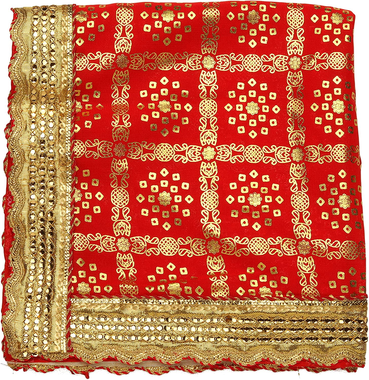 Red Large Decorative Silk Cloth Chunari (Size :- 40 Inches x 40 Inches ...