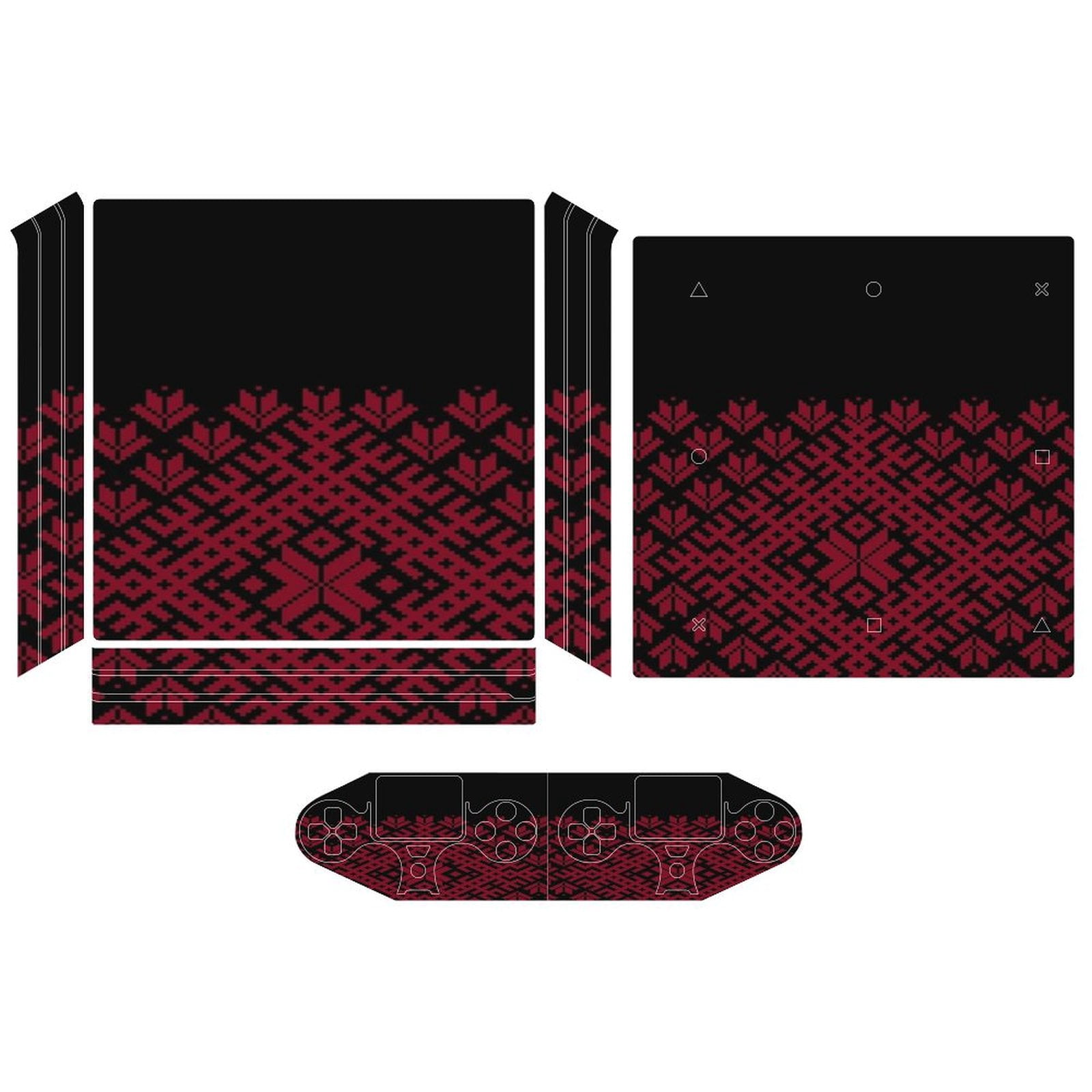 Red Latvian Lielvarde Belt Motif PS4/PS4 Pro/PS4 Slim Skin Sticker For ...