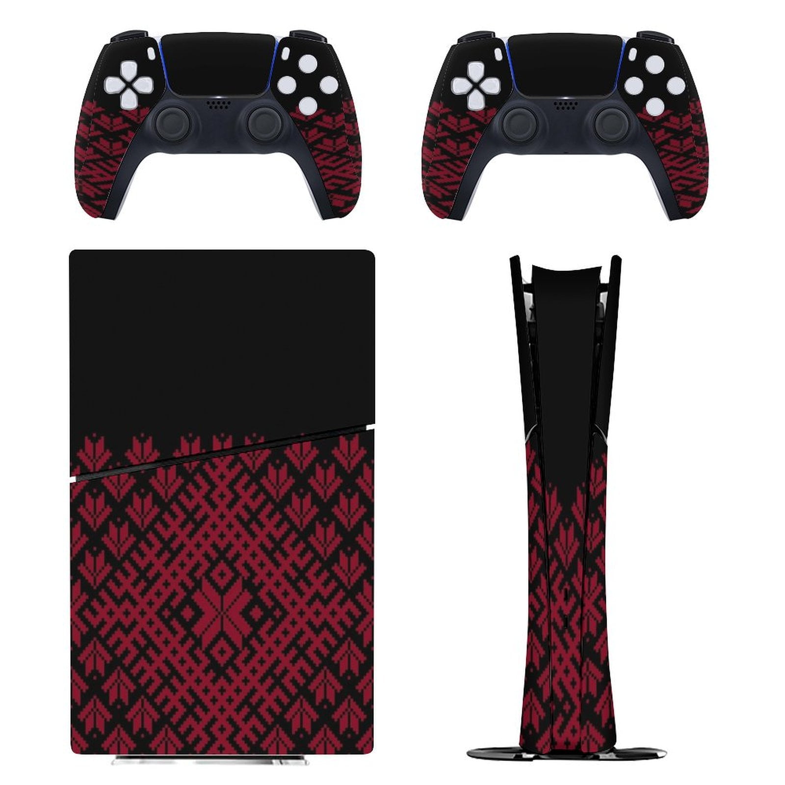 Red Latvian Lielvarde Belt Motif PS5/PS5 Pro/PS5 Slim Digital Disc Skin Sticker For Console And ...