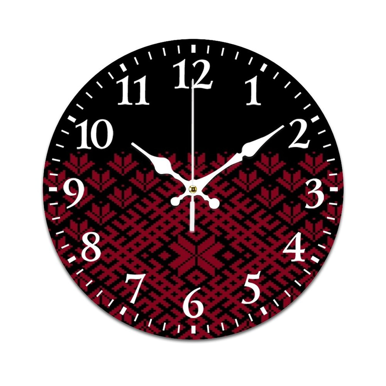 Red Latvian Lielvarde Belt Motif Wall Clock Modern Design Clocks Wall ...