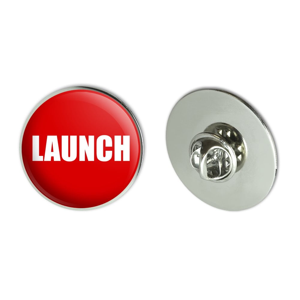 Red Launch Button Design Funny Metal 1.1" Tie Tack Hat Lapel Pin ...