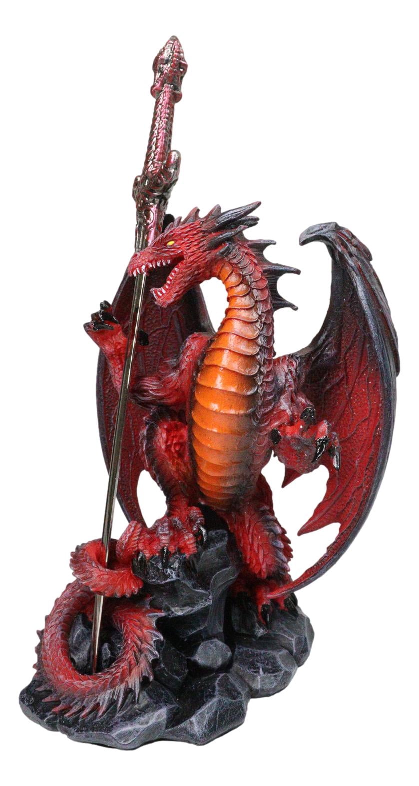 Red Lava Volcano Rock Widow Blade Dragon Figurine With Letter Opener ...