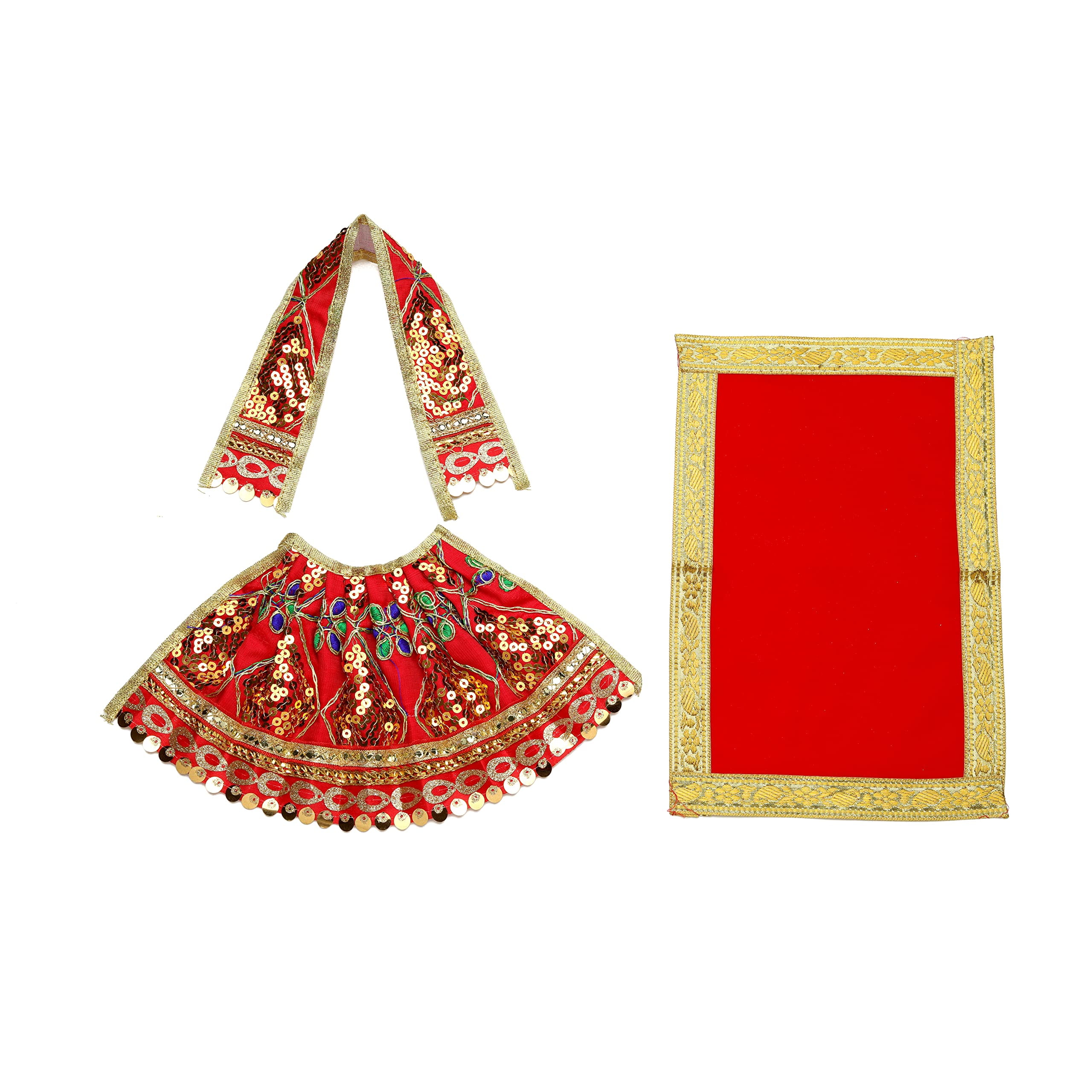 Red Laxmi Durga Devi MATA Dress poshak vastra Cloth lehanga Chunari ...