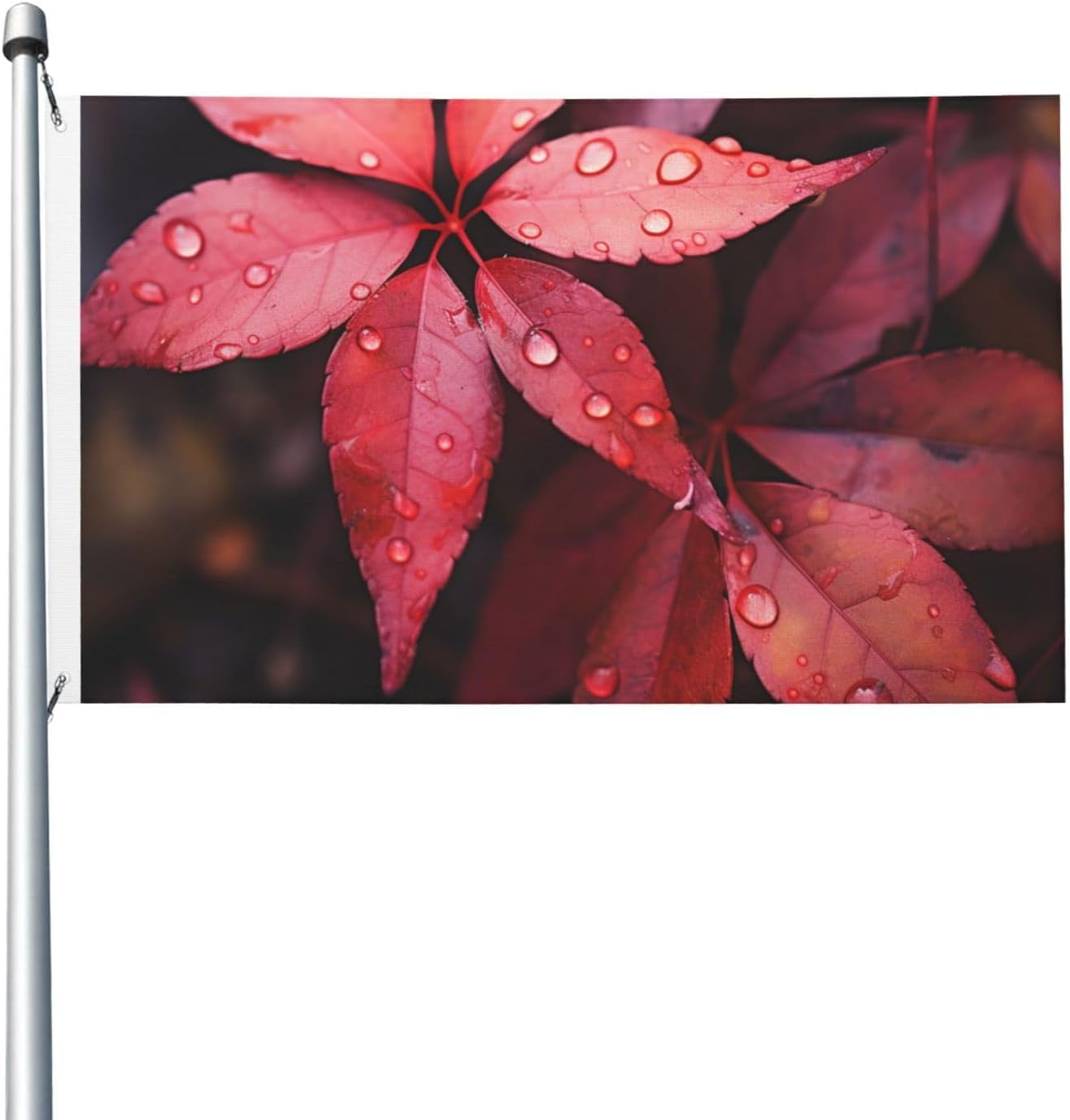 Red Leaf Garden Flag Welcome Flags for Outside Holiday Banner with ...