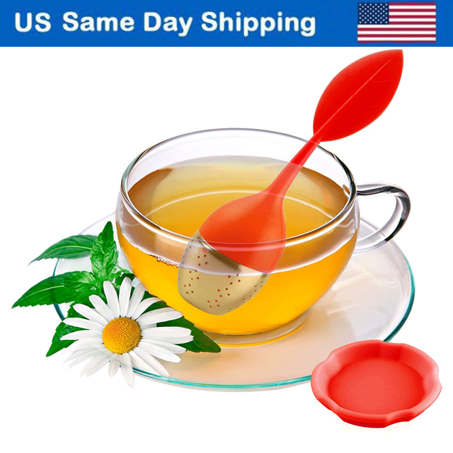 Red Leaf Tea Infuser Stainless Steel Ball Herbal Spice Filter Diffuser ...
