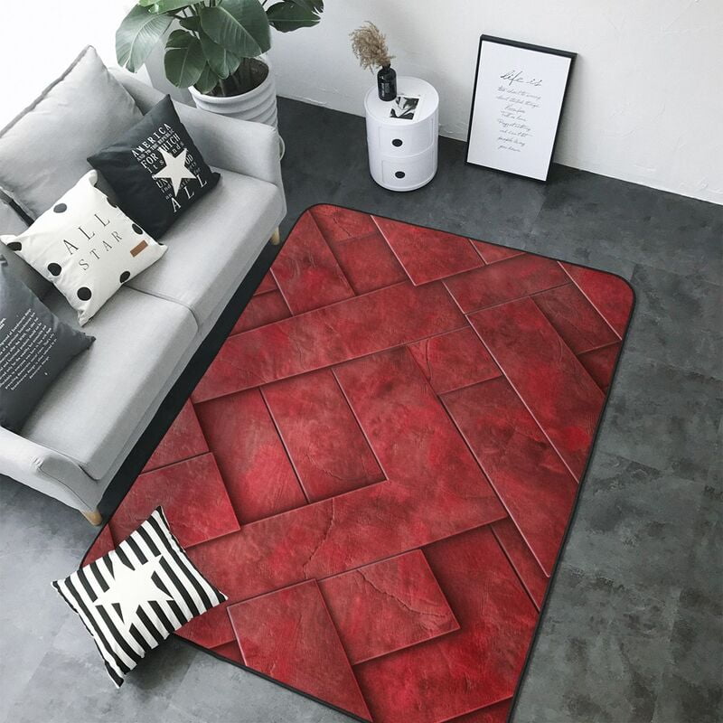 Red Leather Pattern Mix Print Washable Rugs Area Rugs for Living Room ...