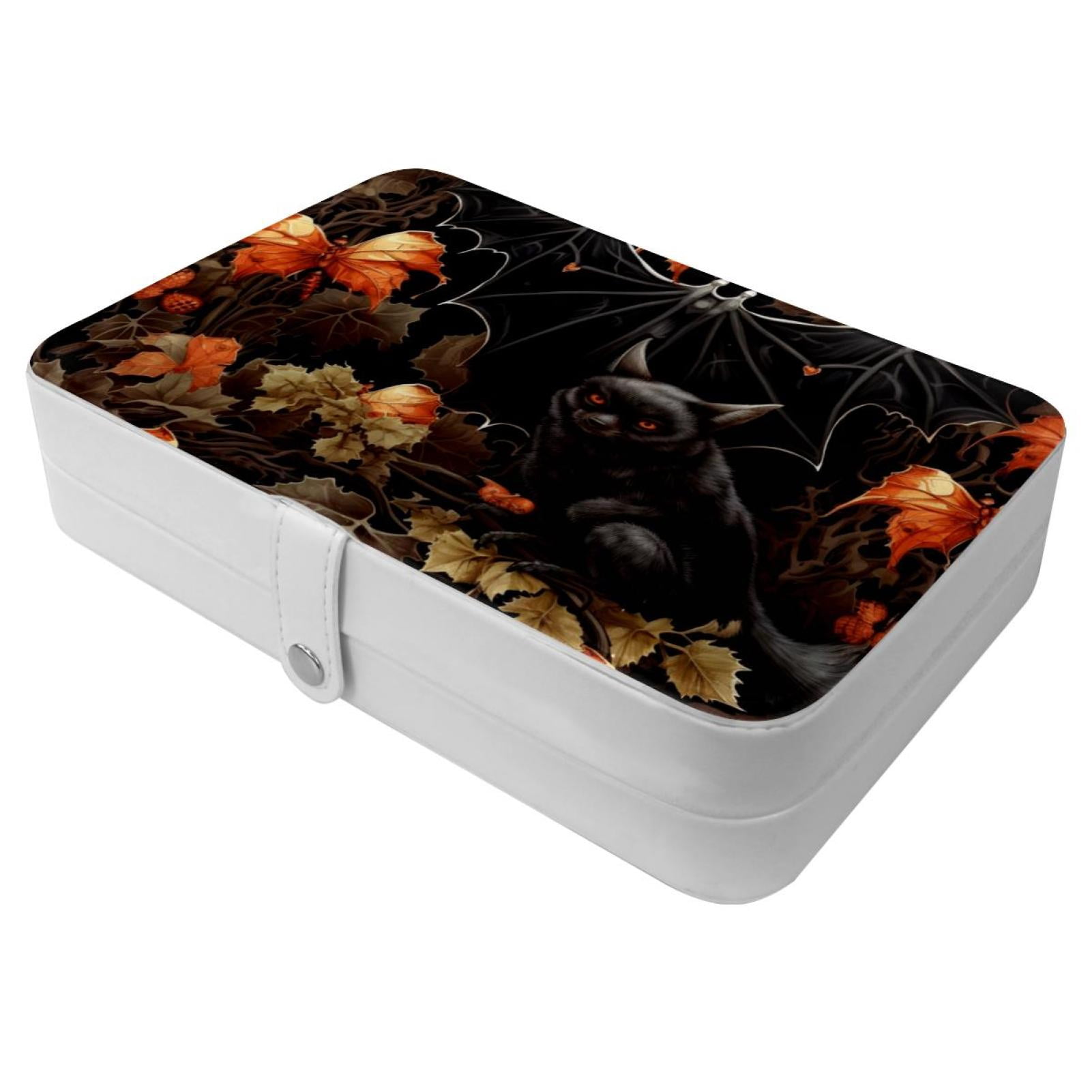 Red Leaves and Black Bats Travel Jewelry Box - Your Portable Treasure ...