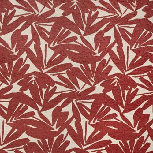 Red Leaves Botanical Woven Pattern Upholstery Fabric by The Yard - SKU: Bodie Crimson$$Art ...