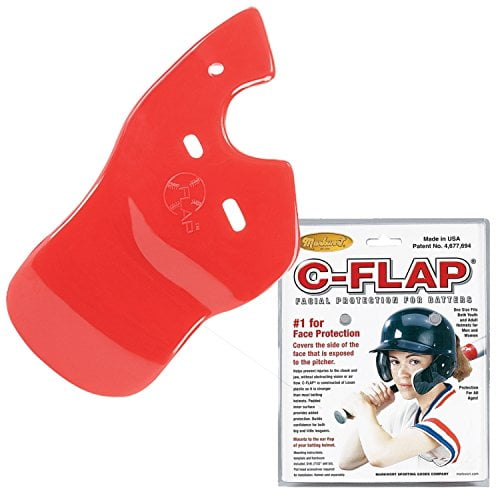 Red Left C-Flap (Right Handed Hitter) Batter's Helmet Face Protector ...