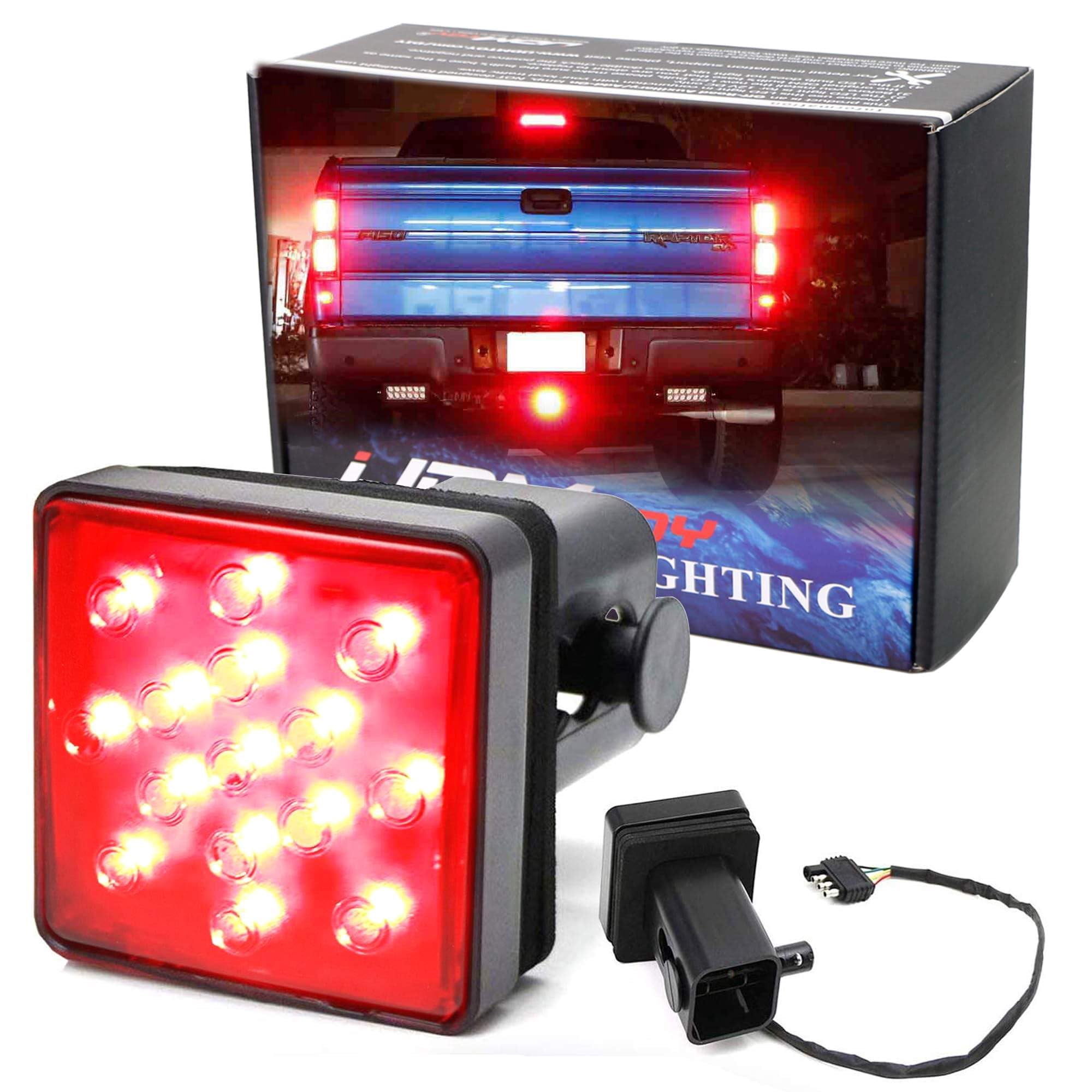Red Lens 15-LED Tow Hitch Receiver Brake Tail Light w/Strobe Feature ...