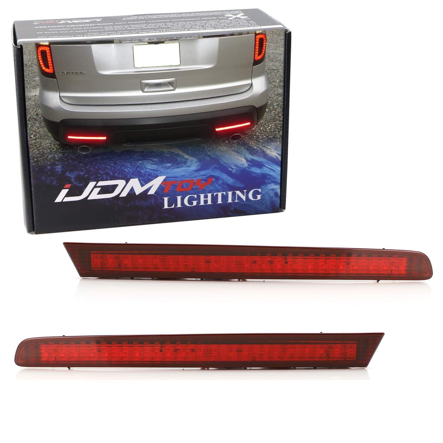 Red Lens 21-SMD Full LED Bumper Reflector Lights For 2011-2015 Ford ...