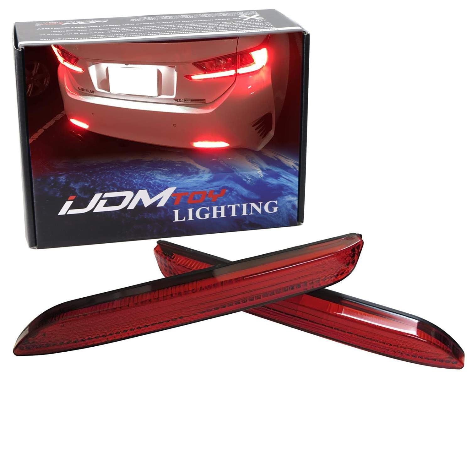 Red Lens 21-SMD LED Bumper Reflector Lights For Lexus RC250 RC350 is-F GX470 Toyota Sienna ...
