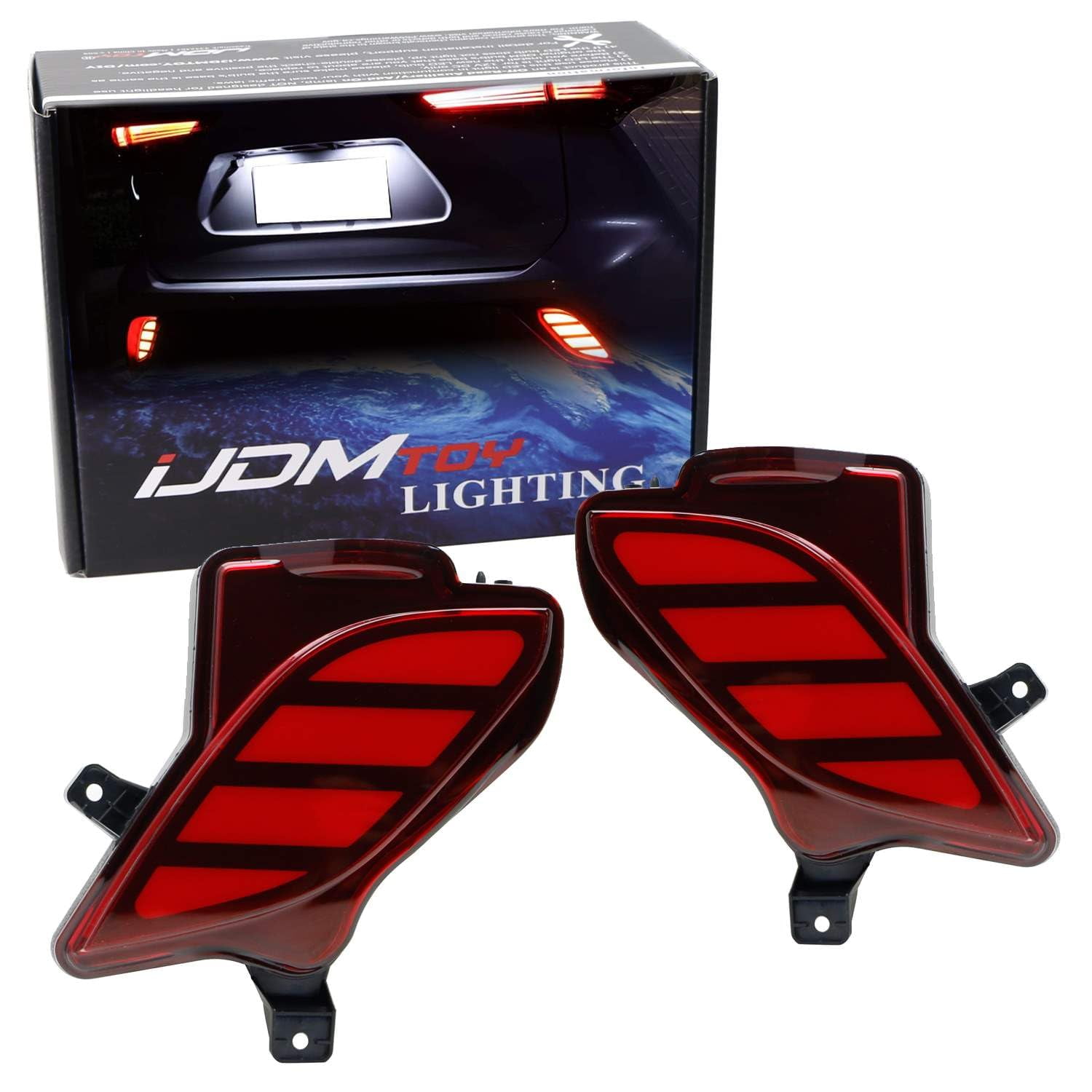 Red Lens 3-In-1 LED Rear Bumper Reflector Light Assembly For 2020-up Toyota Highlander, JDM ...